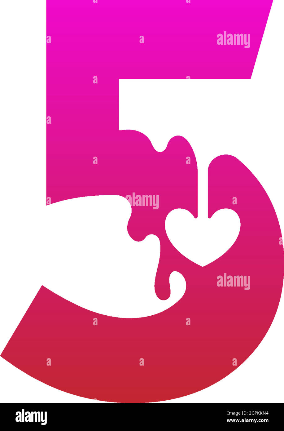 Number 5 logo icon with melting love symbol design template Stock ...