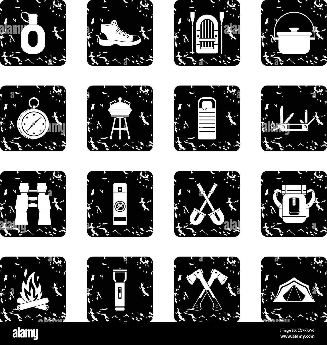 Wild camping vector illustration Black and White Stock Photos & Images ...