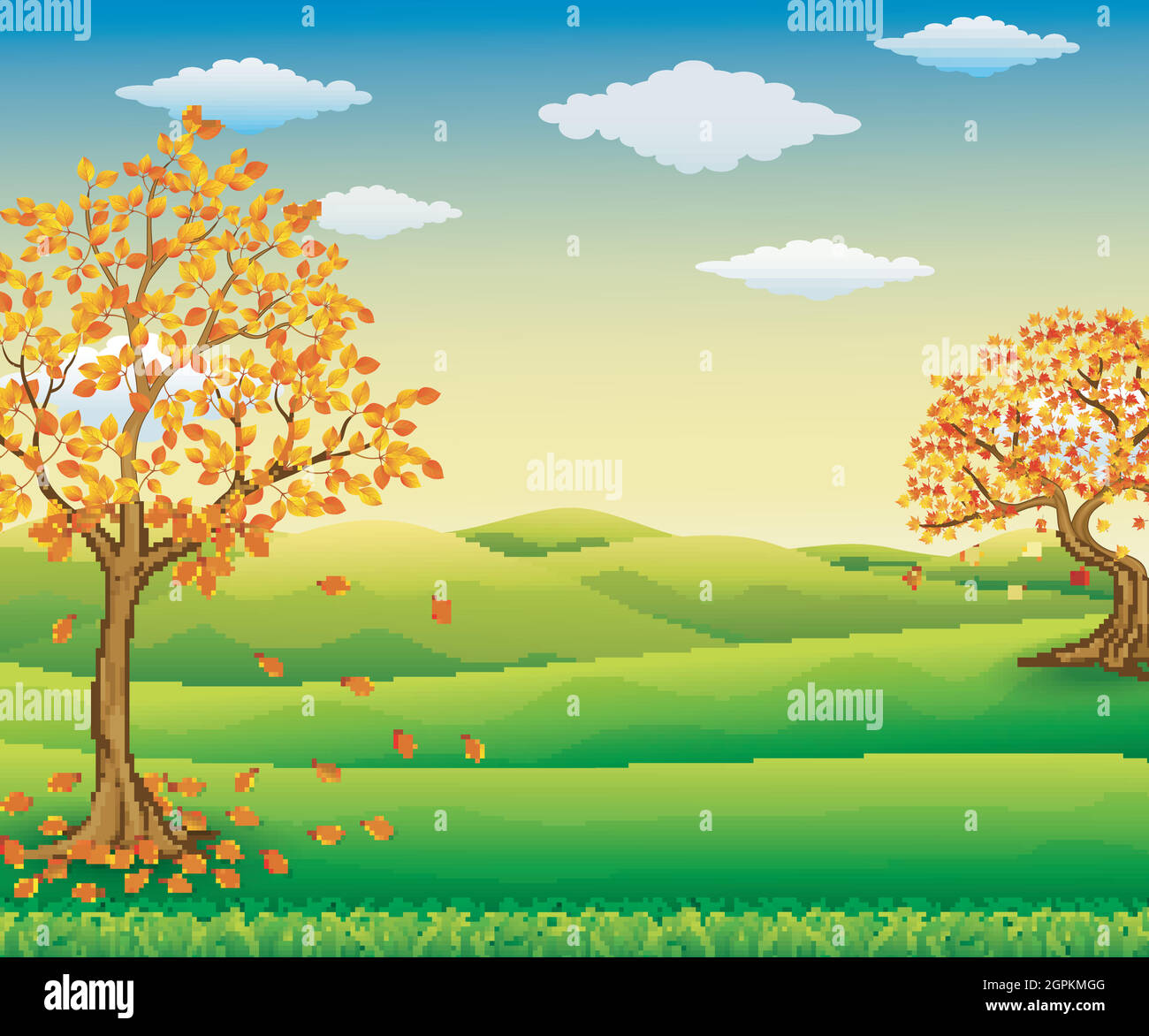Autumn tree with falling leaves Stock Vector Image & Art - Alamy
