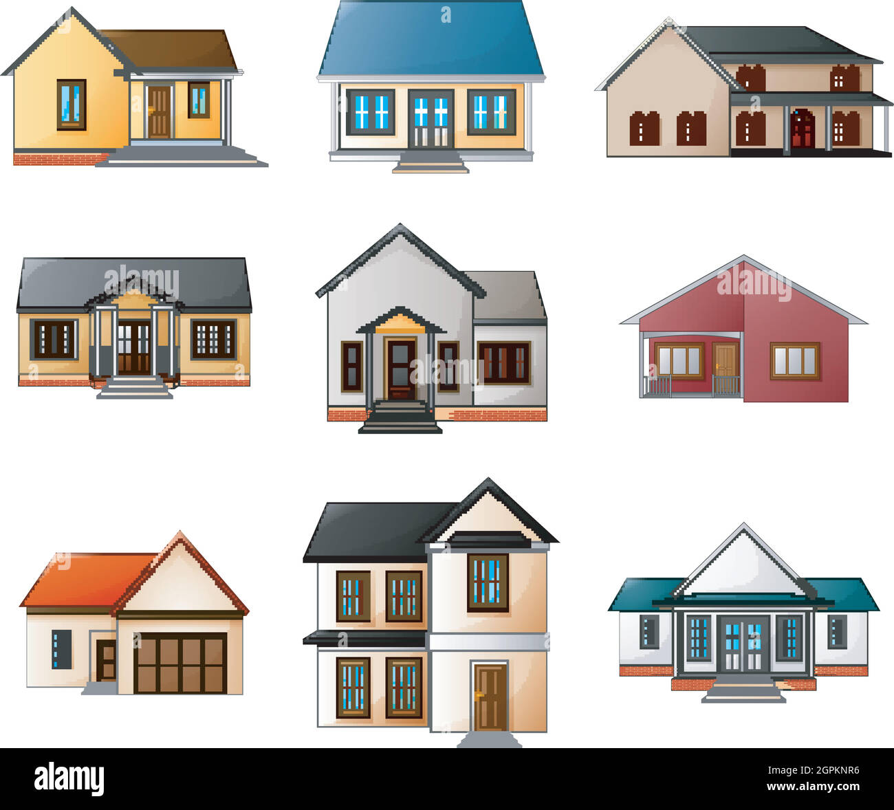 Collection of different houses on a white background Stock Vector Image ...