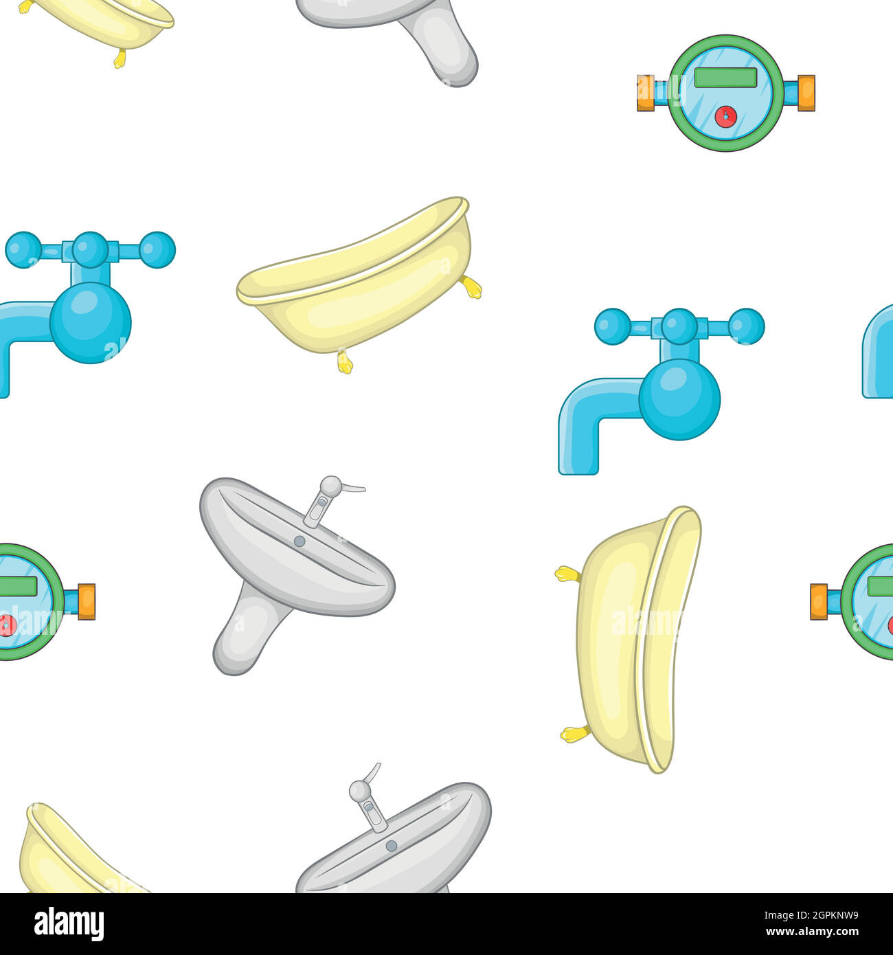Sanitary appliances pattern, cartoon style Stock Vector Image & Art - Alamy