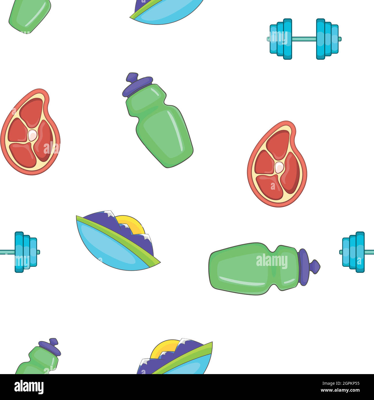 Healthy lifestyle pattern, cartoon style Stock Vector Image & Art - Alamy