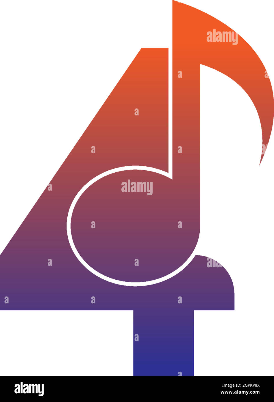 Number 4 logo icon with musical note design symbol template Stock ...