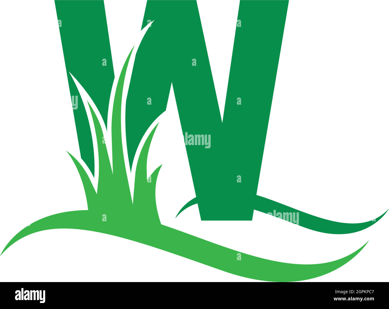 Letter W behind a green grass icon logo design vector Stock Vector ...