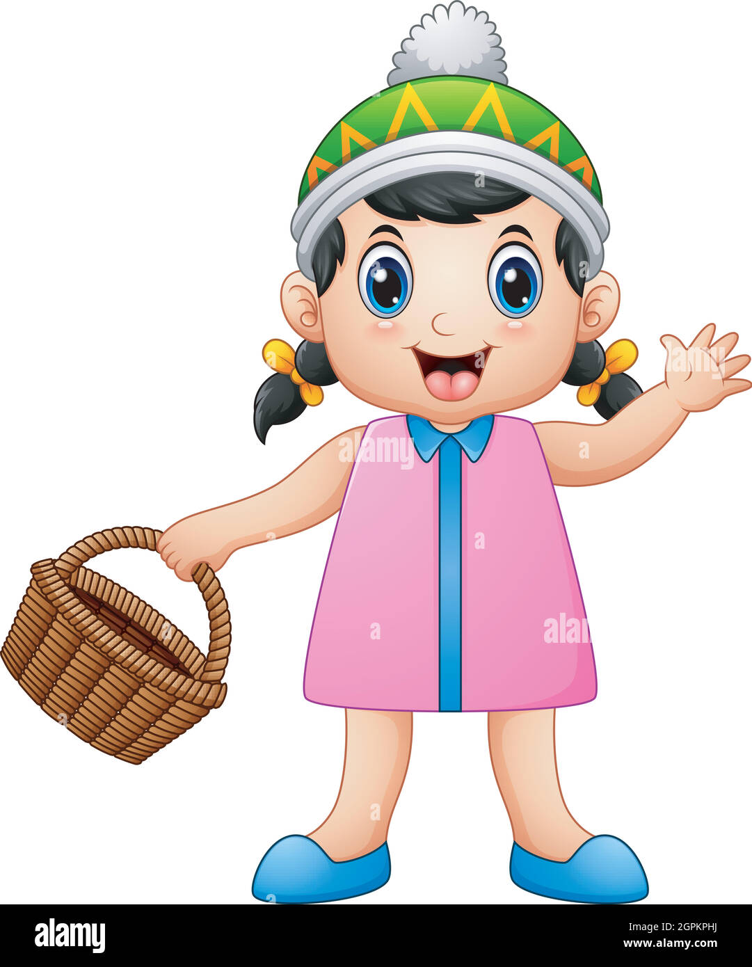 Cute little girl holding a basket Stock Vector Image & Art - Alamy