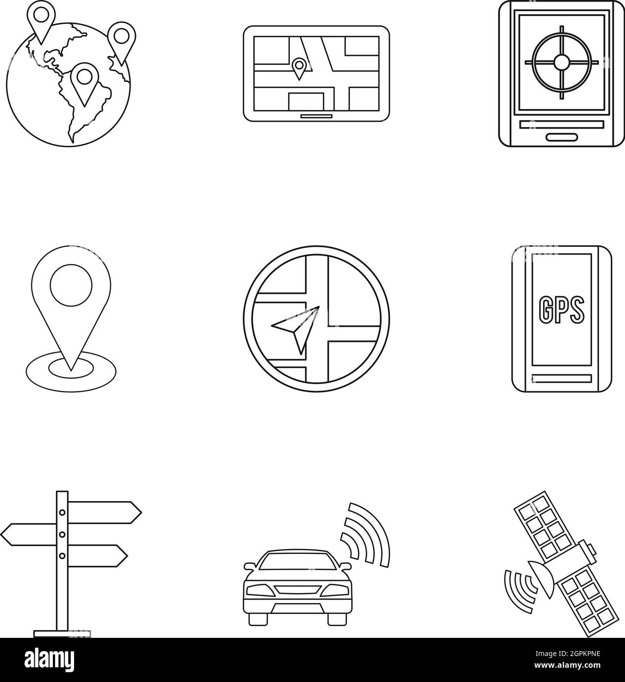 Navigation icons set, outline style Stock Vector Image & Art - Alamy