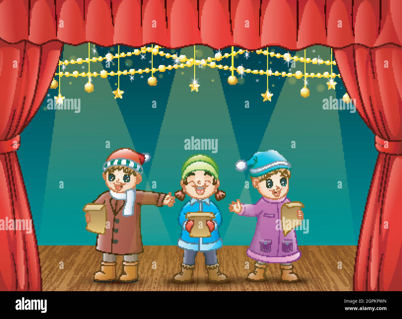 Kids singing christmas carols Stock Vector Images - Alamy