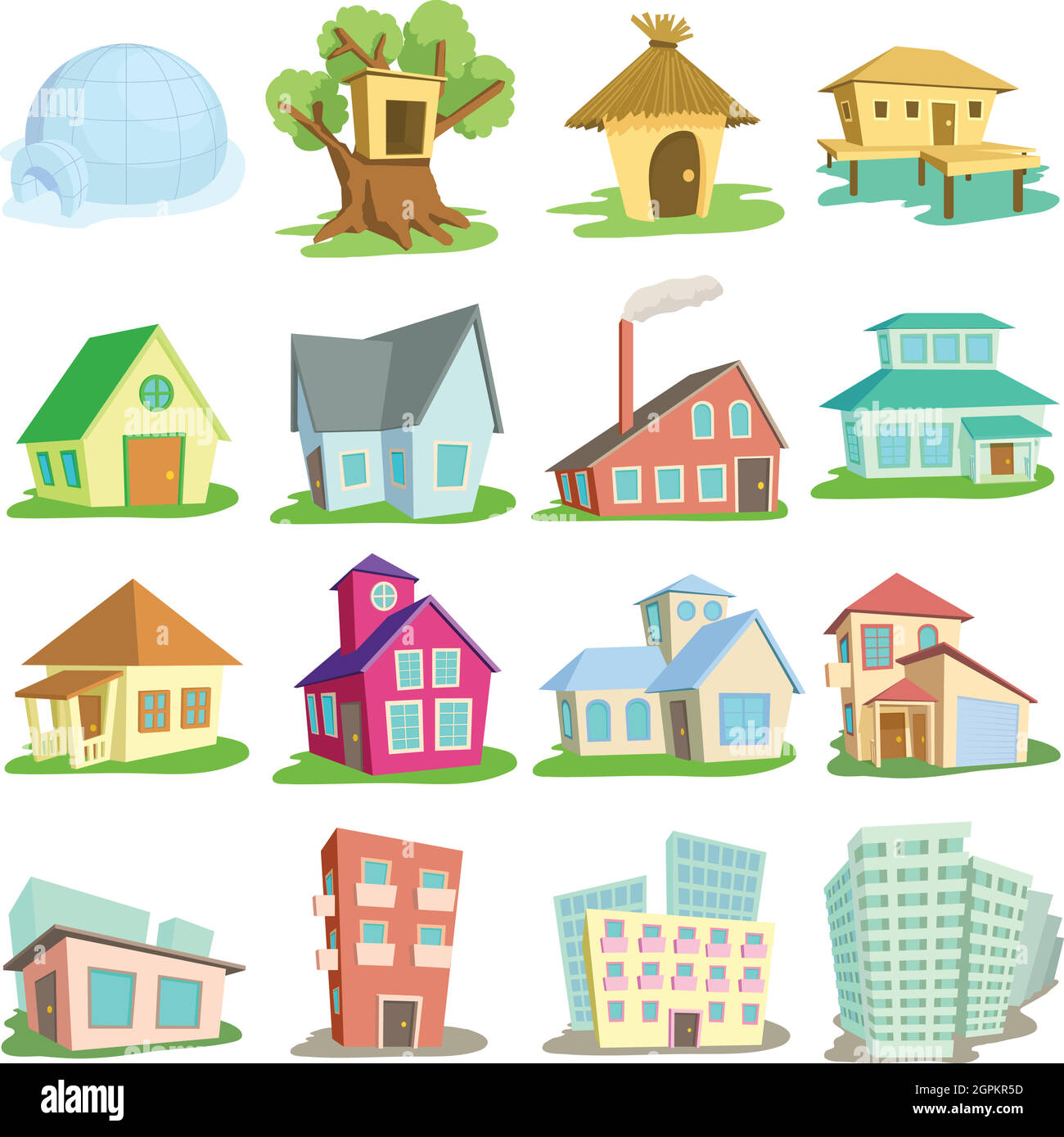 Houses icons set, cartoon style Stock Vector Image & Art - Alamy