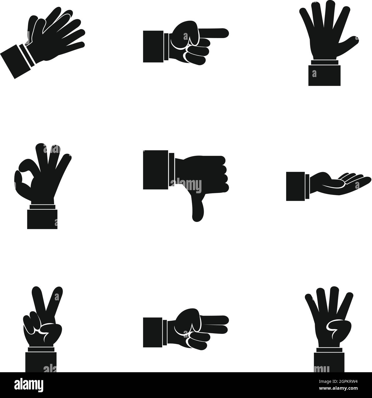 Communication gestures icons set, simple style Stock Vector Image & Art ...