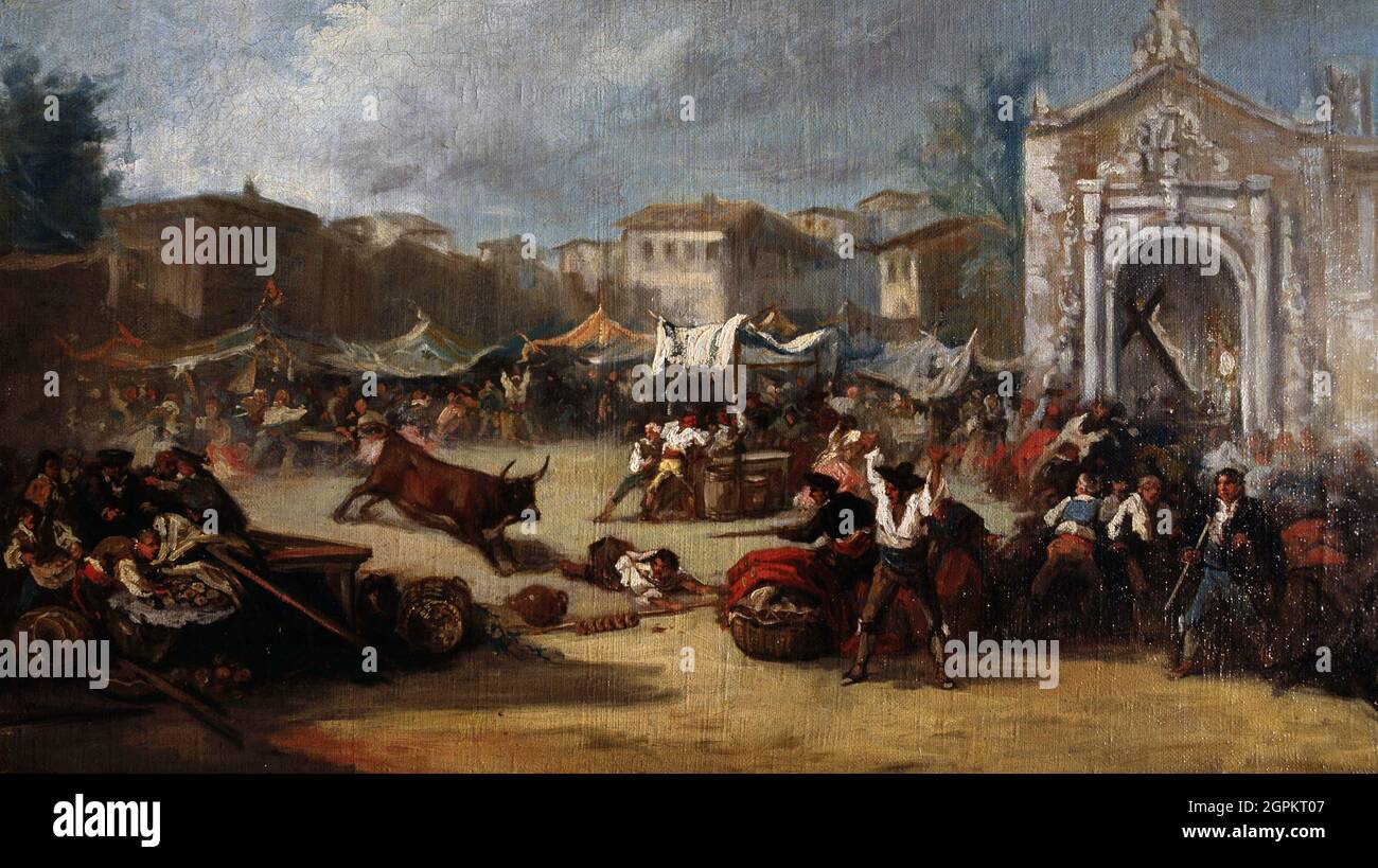 LUCAS VELAZQUEZ , EUGENIO . PINTOR ESPAÑOL . MADRID 1817 - 1870. " TORO ...