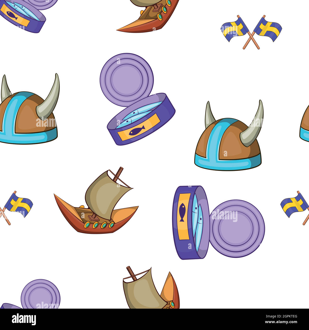 Sweden symbols pattern, cartoon style Stock Vector Image & Art - Alamy
