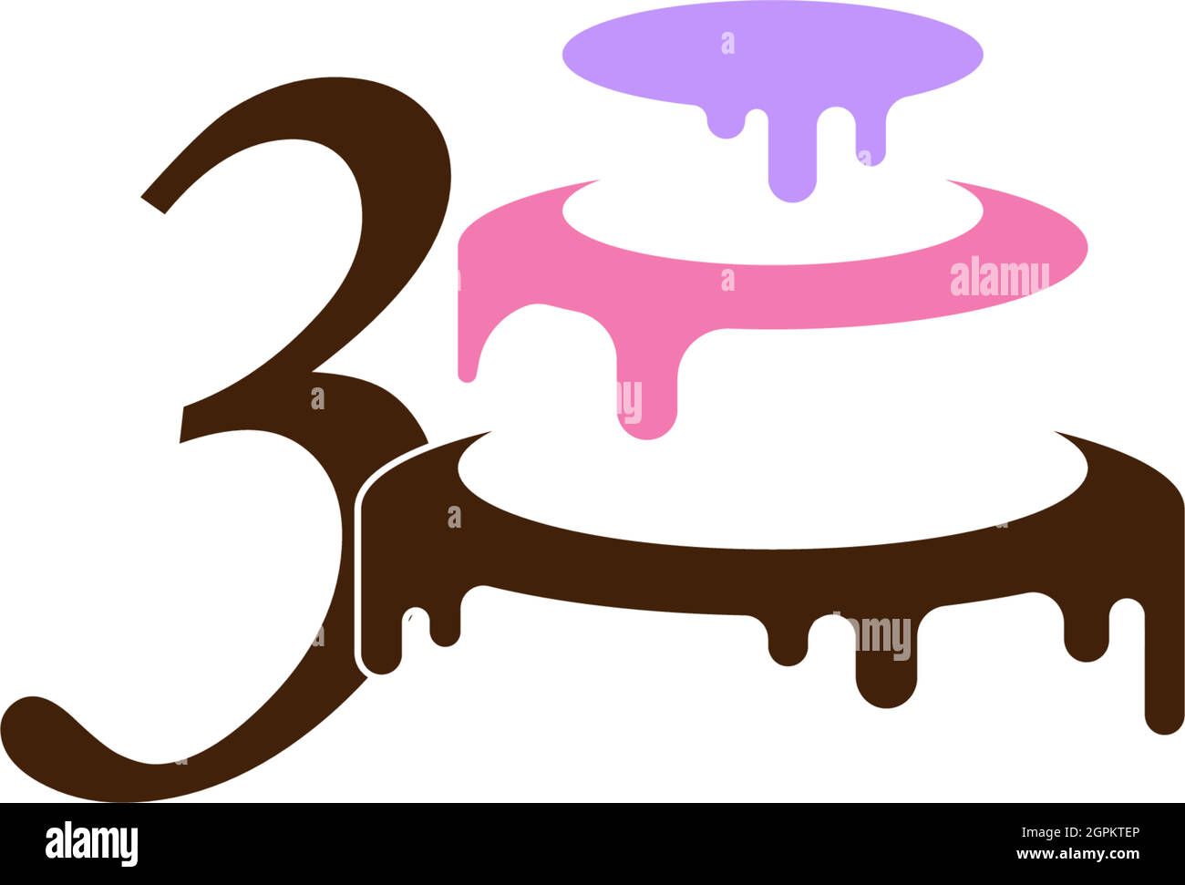 Number 3 icon with wedding cake design template vector Stock Vector ...