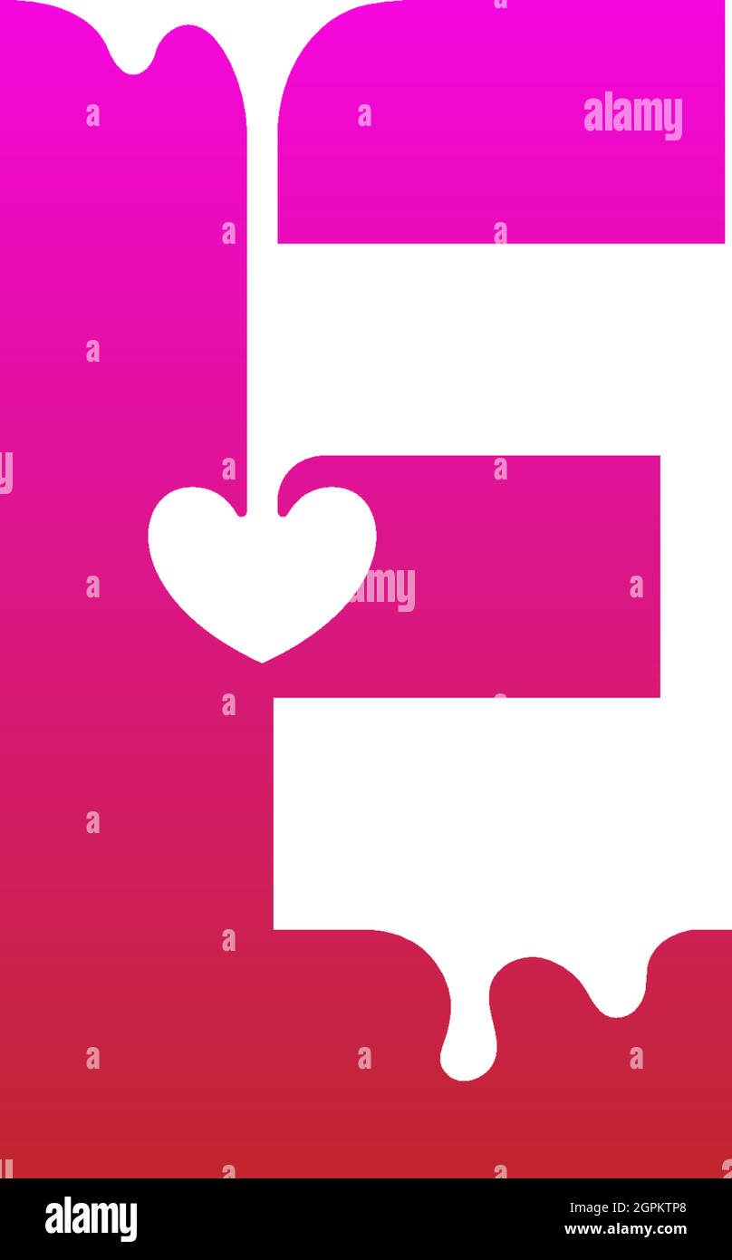 Letter E logo icon with melting love symbol design template Stock ...