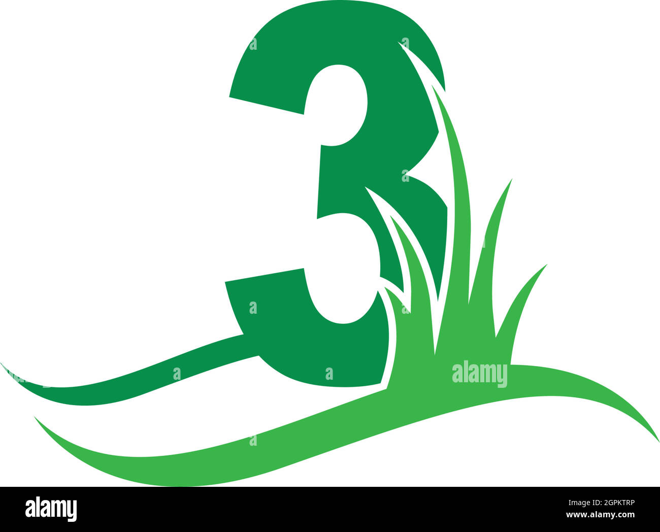 Number 3 behind a green grass icon logo design vector Stock Vector ...