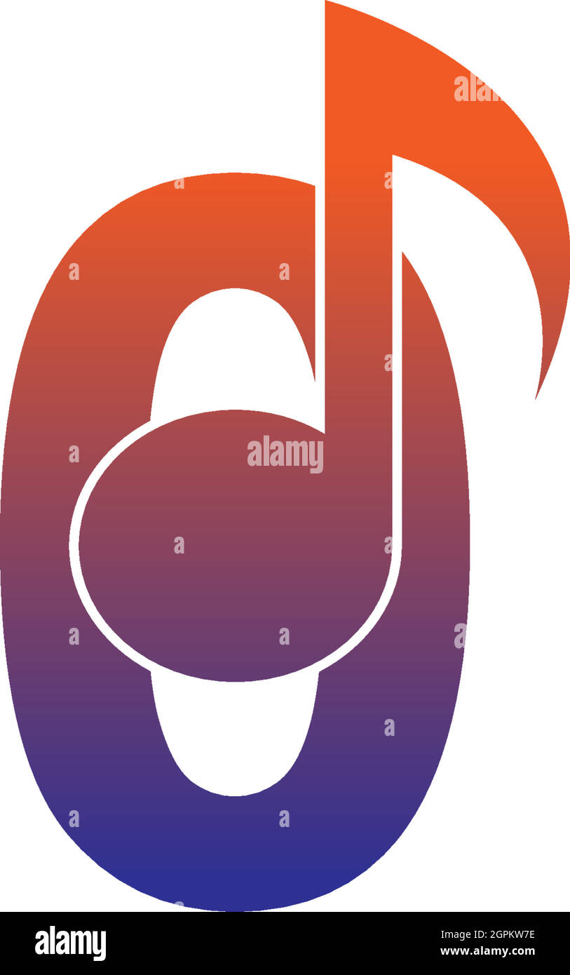 Number zero logo icon with musical note design symbol template Stock ...