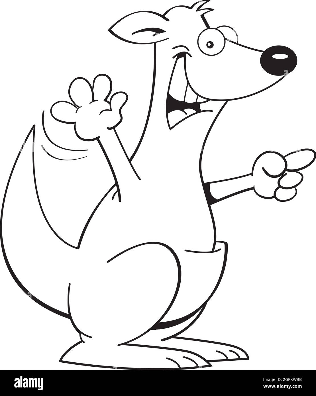 Black and white illustration of a kangaroo pointing Stock Vector Image ...