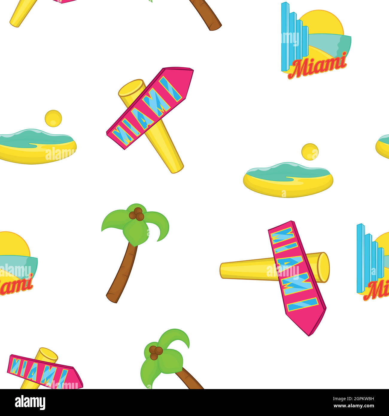 Miami city pattern, cartoon style Stock Vector Image & Art - Alamy