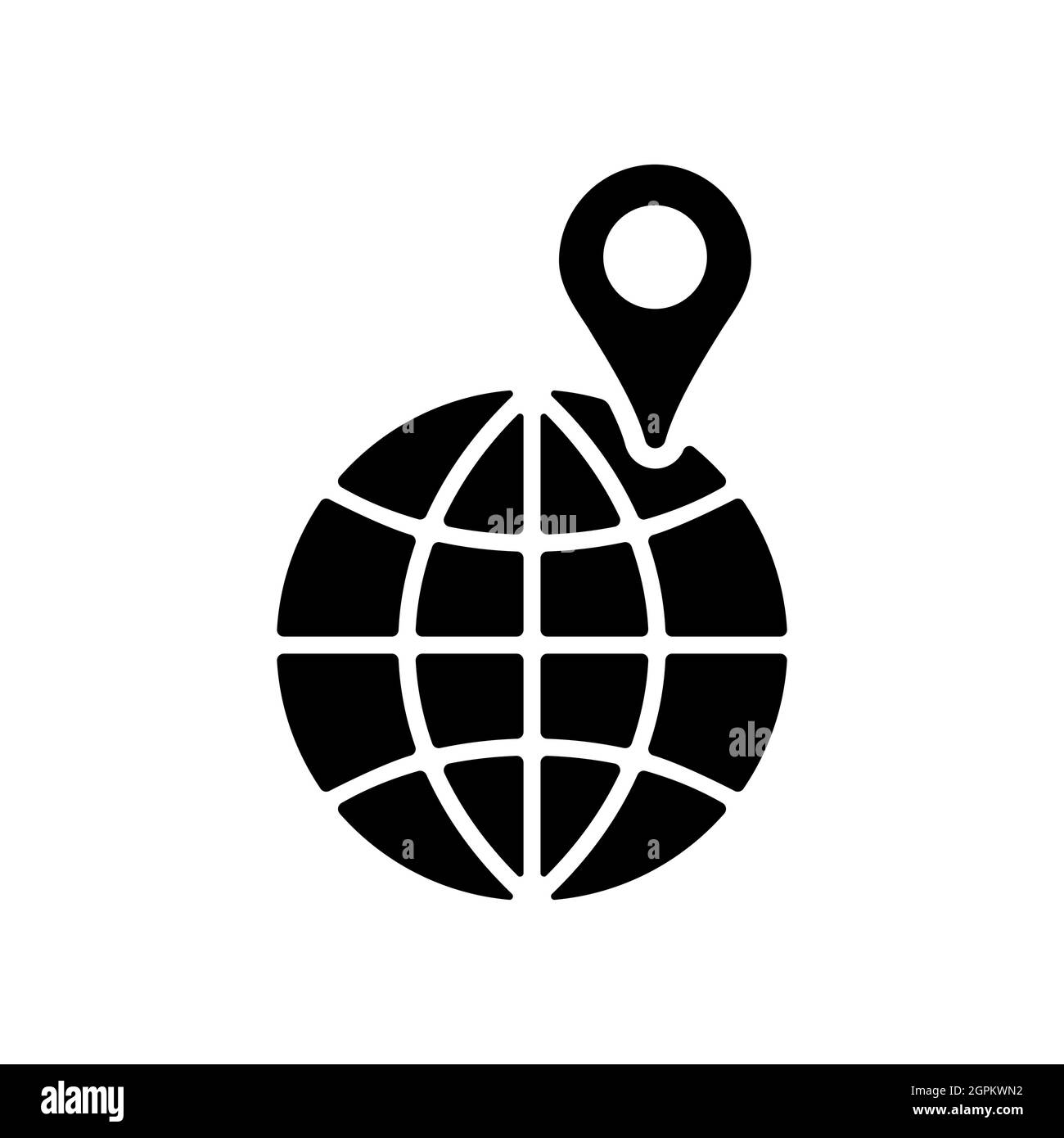 Globe with pin vector glyph icon. Navigation sign Stock Vector Image & Art - Alamy