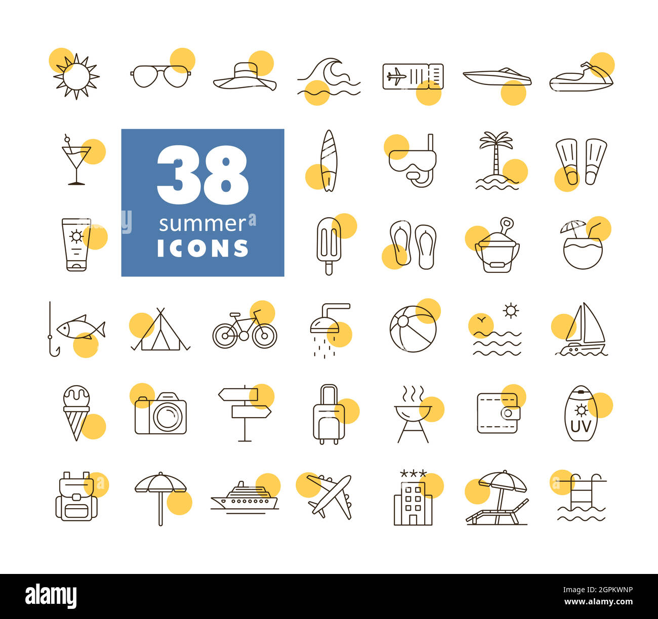Summer vector flat icons set. Summertime sign Stock Vector Image & Art ...