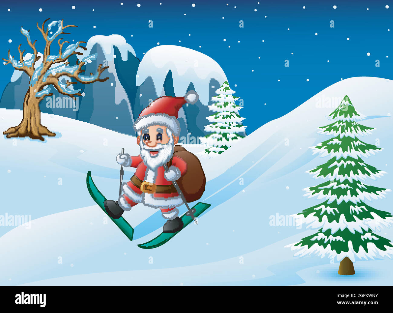 Santa skiing downhill Stock Vector Images - Alamy