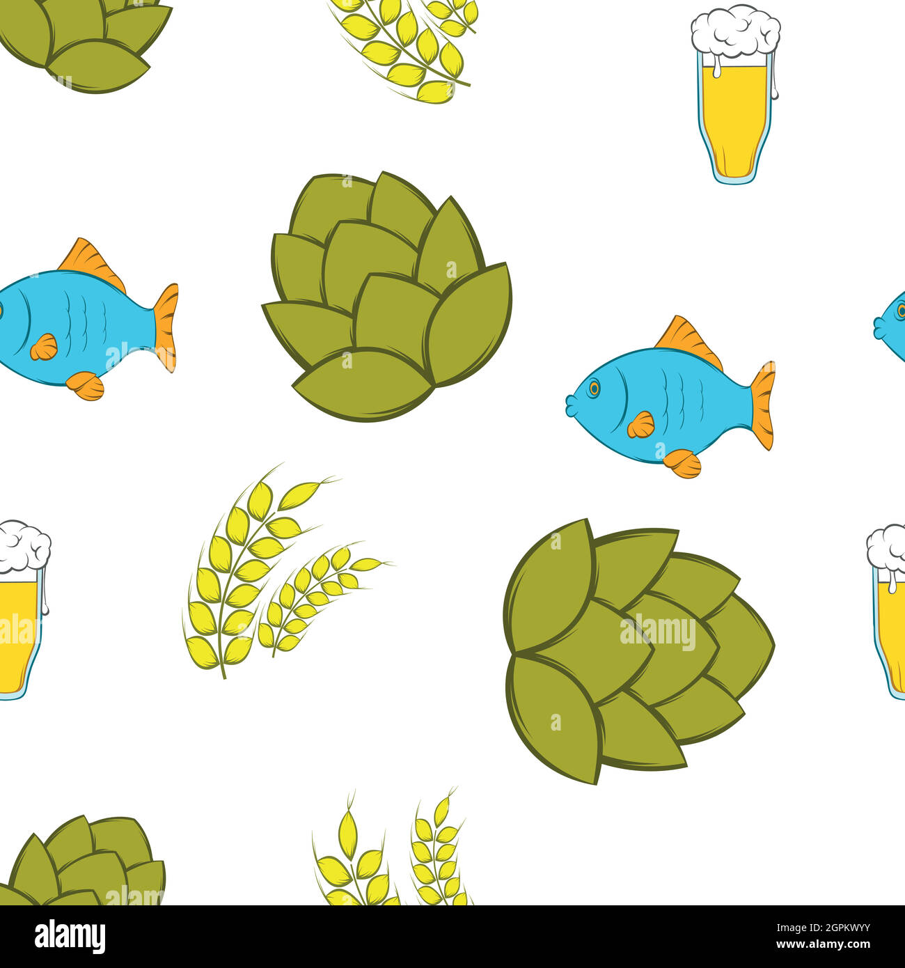 Beer hops seamless pattern Stock Vector Images - Alamy