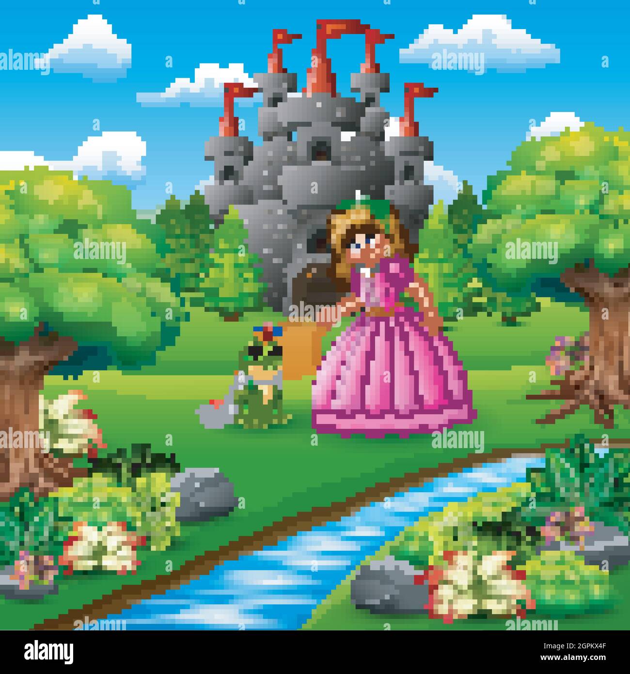 A beautifull fairytale Princess and the frog prince Stock Vector Image ...