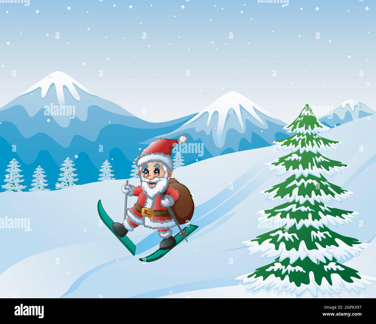 Santa skiing Stock Vector Images - Alamy