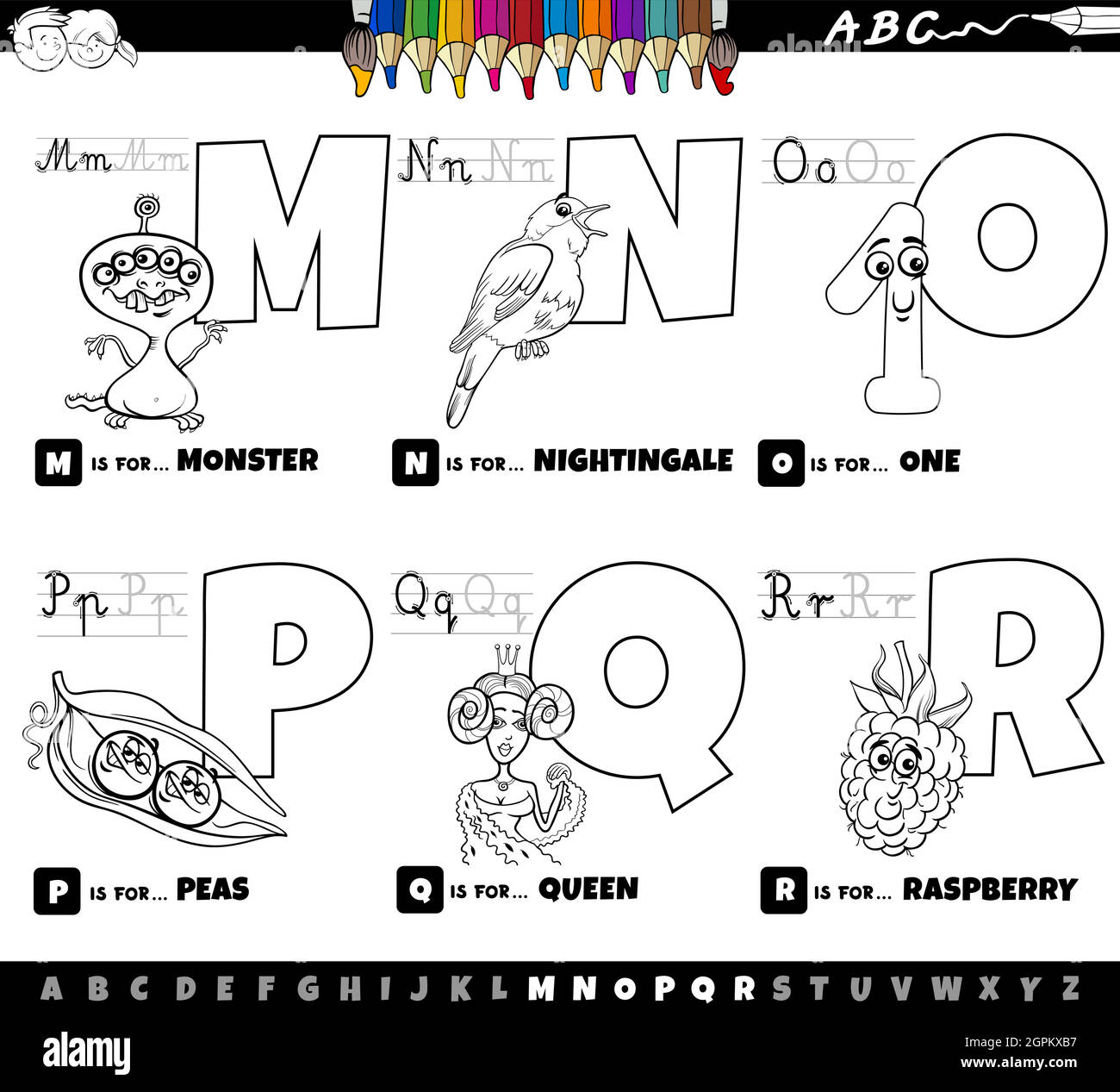 Cartoon school objects coloring page hi-res stock photography and ...