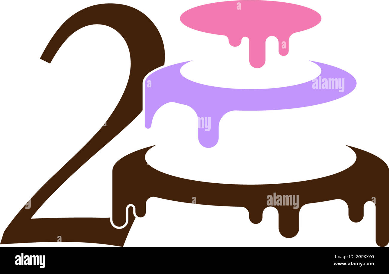 Number 2 icon with wedding cake design template vector Stock Vector ...