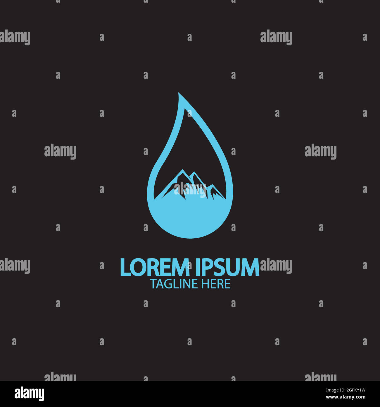 Water drop with mountain river icon Logo vector illustration for water ...