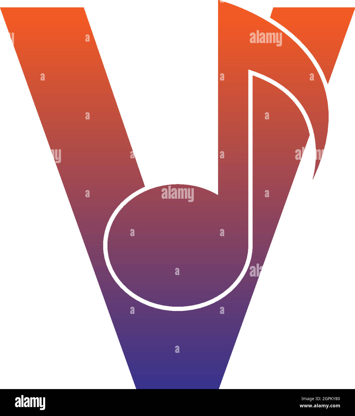 Letter V logo icon with musical note design symbol template Stock ...