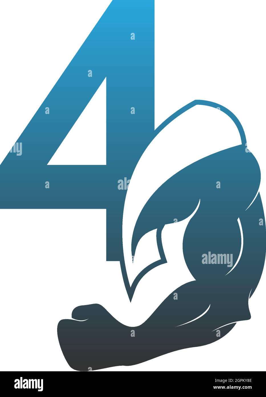 Number 4 logo icon with muscle arm design vector Stock Vector Image ...