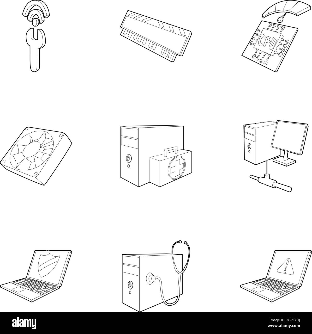 Computer repair icons set, outline style Stock Vector Image & Art - Alamy