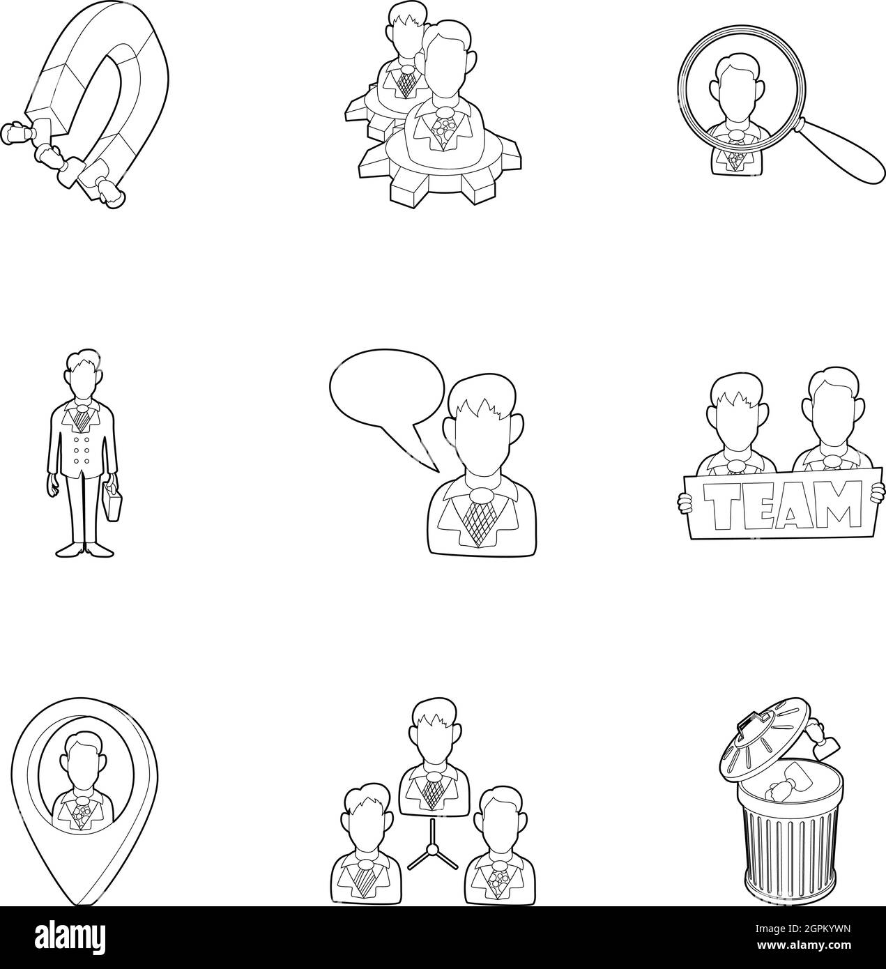 Team icons set, outline style Stock Vector Image & Art - Alamy