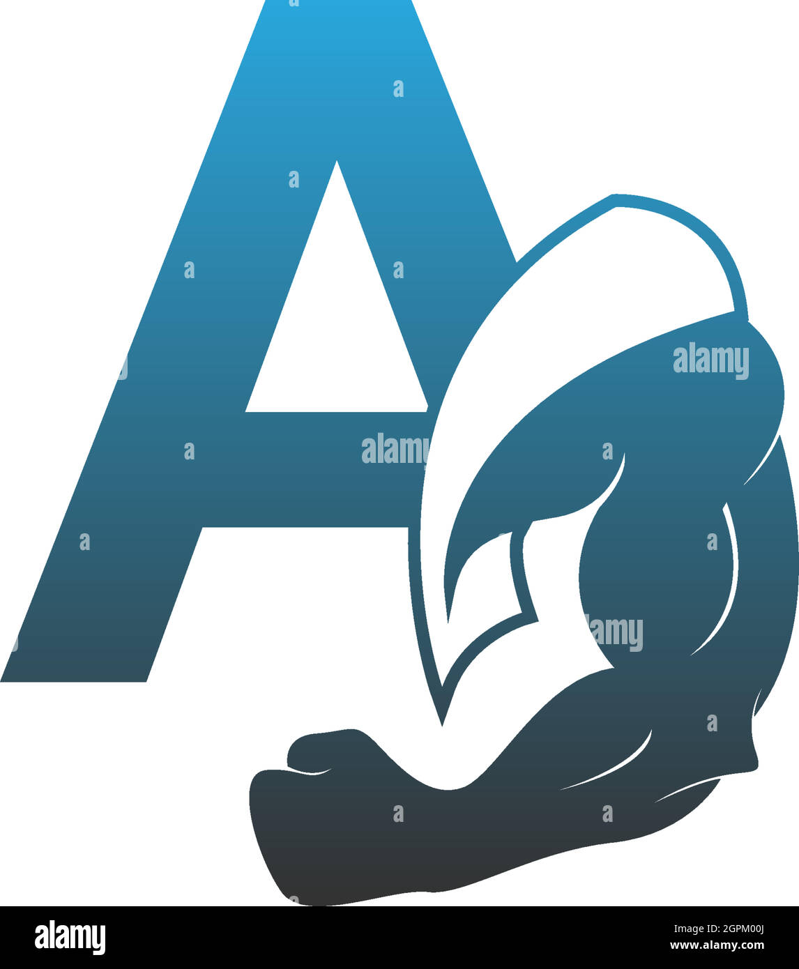 Letter A logo icon with muscle arm design vector Stock Vector Image ...