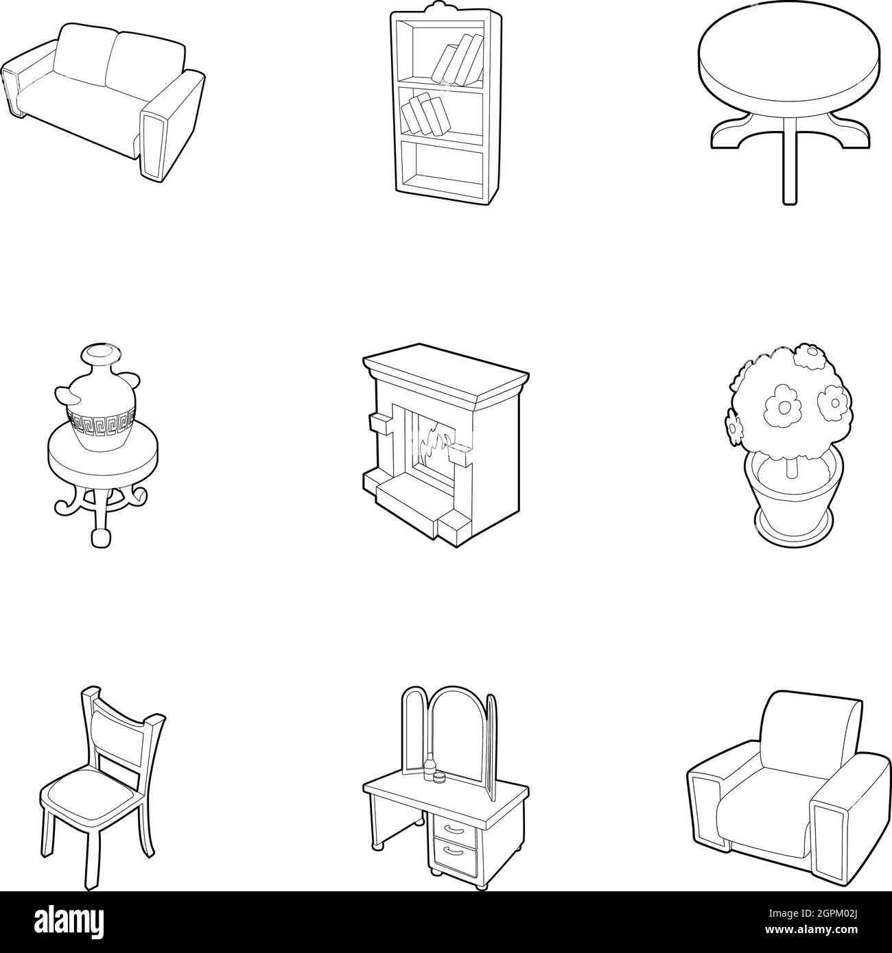 Fireplace line icon vector Black and White Stock Photos & Images - Alamy