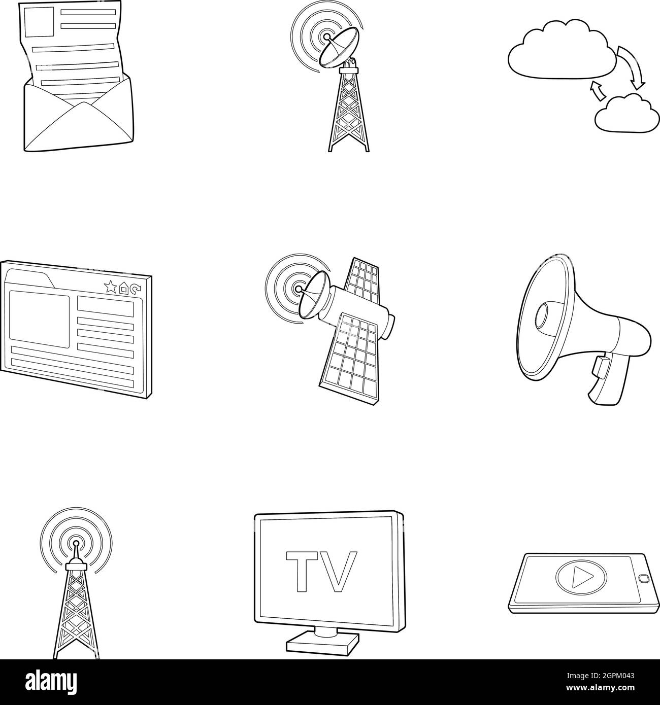 Internet connection icons set, outline style Stock Vector Image & Art ...