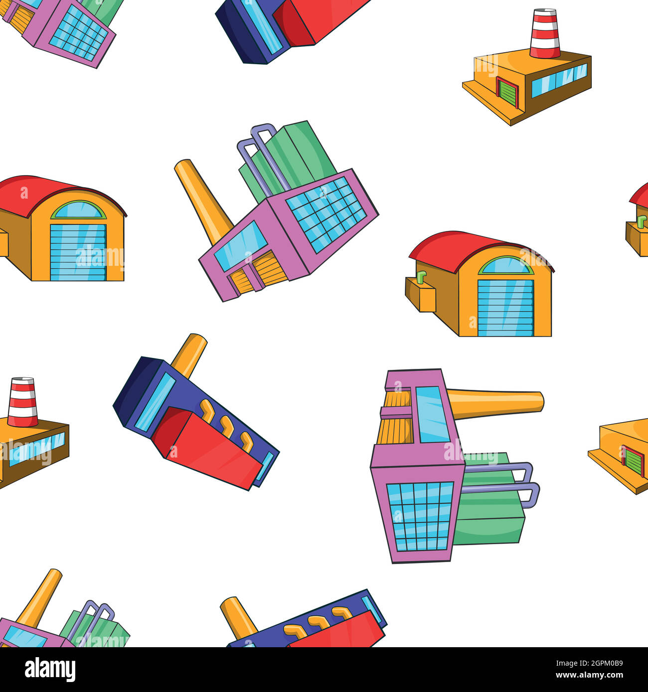 Industrial complex pattern, cartoon style Stock Vector Image & Art - Alamy