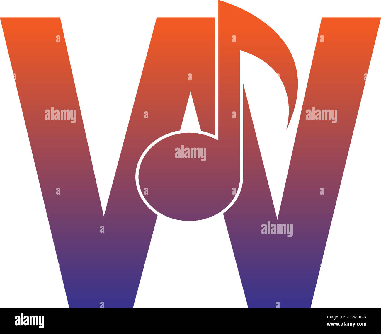 Letter W logo icon with musical note design symbol template Stock ...