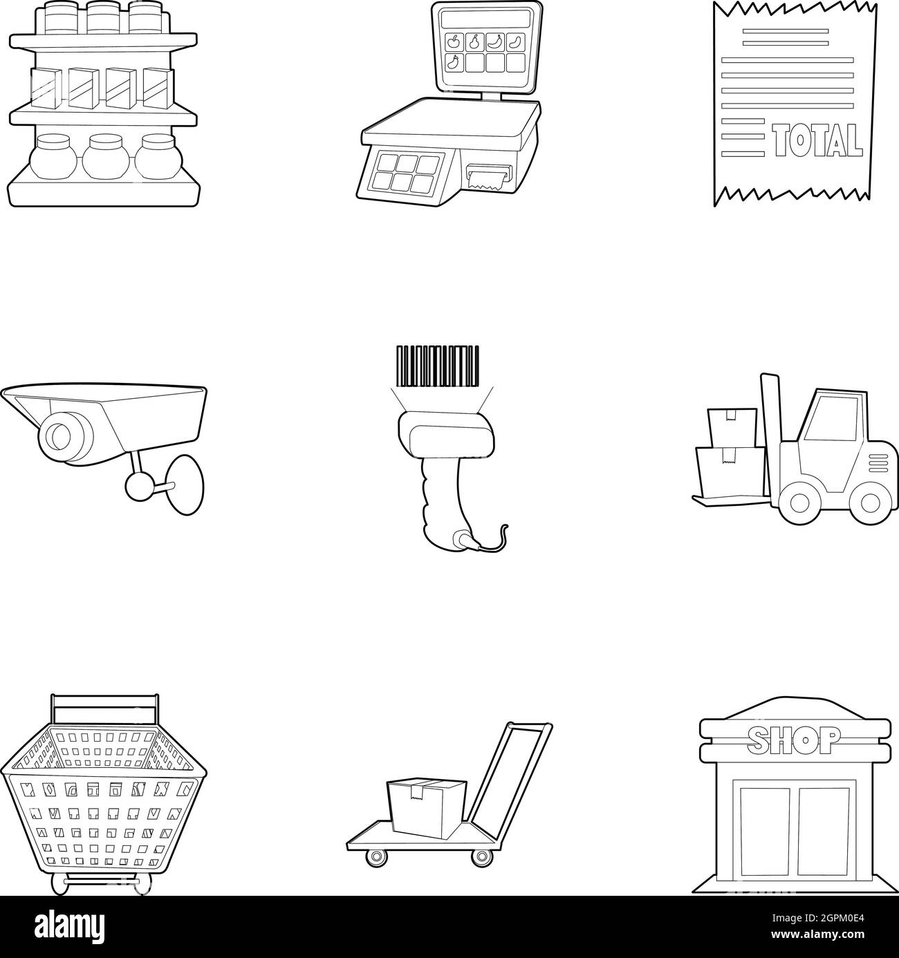 Marketing outline icons Black and White Stock Photos & Images - Alamy