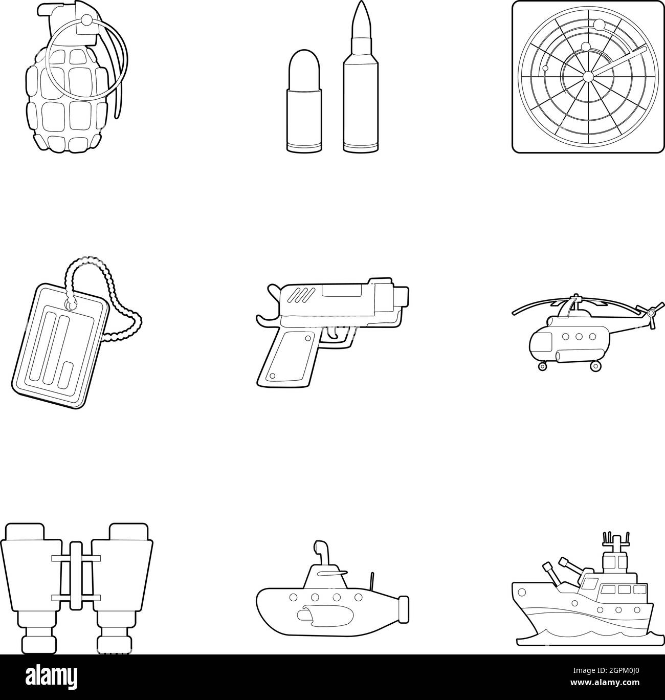 Weapons icons set, outline style Stock Vector Image & Art - Alamy