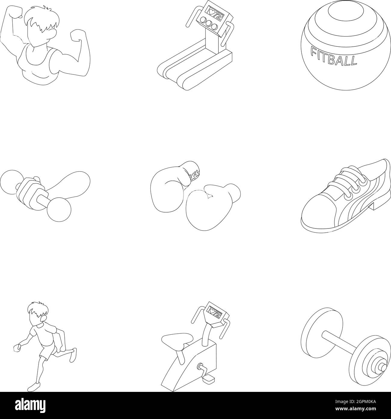Gym icons set, outline style Stock Vector Image & Art - Alamy