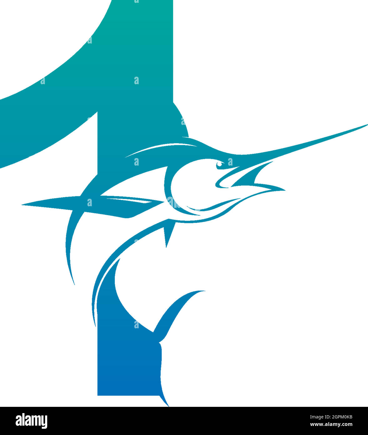 Number 1 logo icon with fish design symbol template Stock Vector Image ...