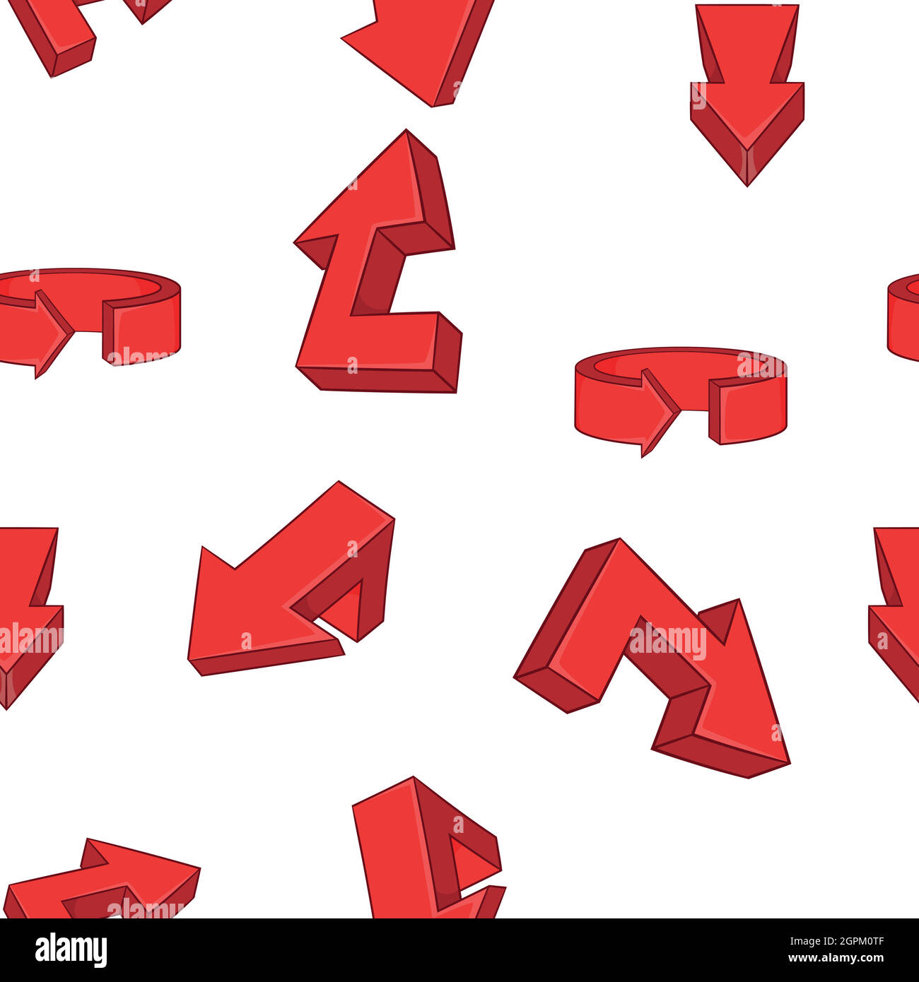 Red direction arrows pattern, cartoon style Stock Vector Image & Art ...