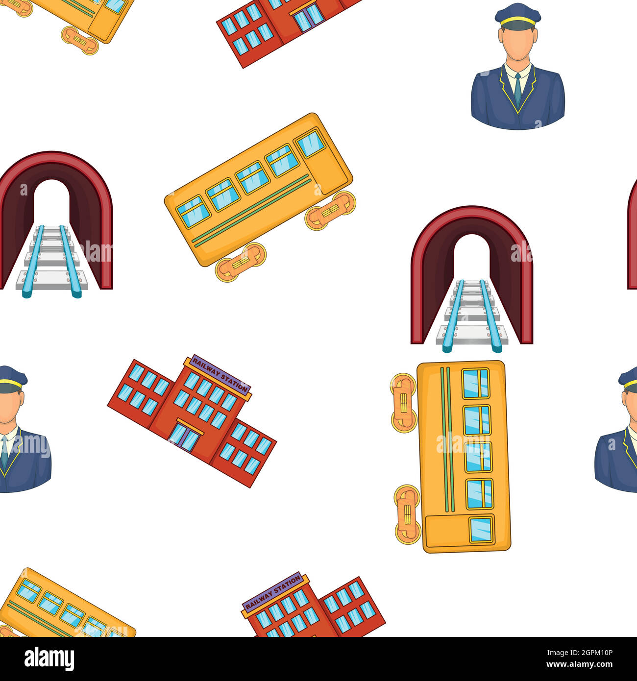 Railroad elements pattern, cartoon style Stock Vector Image & Art - Alamy