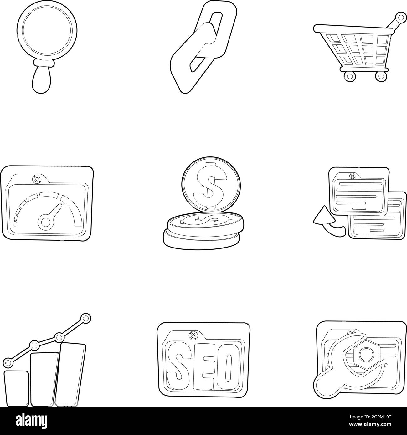 Icon page optimization Black and White Stock Photos & Images - Alamy