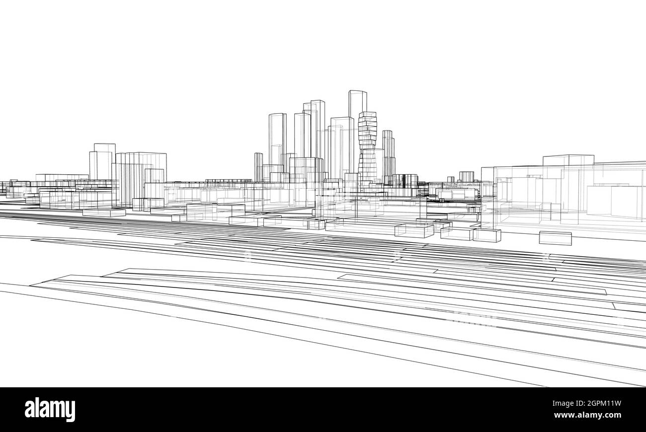 Vector lines buildings and city roads, town design Stock Vector Image ...