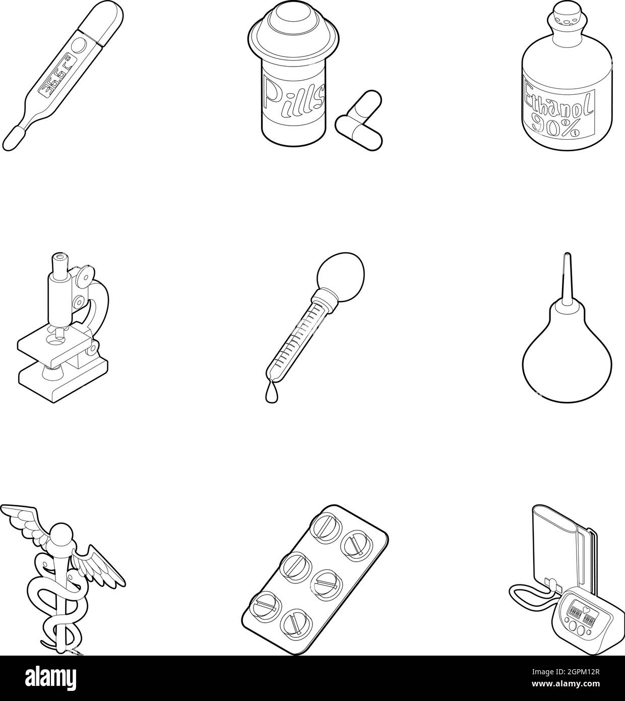 Medical medicine icon set Black and White Stock Photos & Images - Alamy