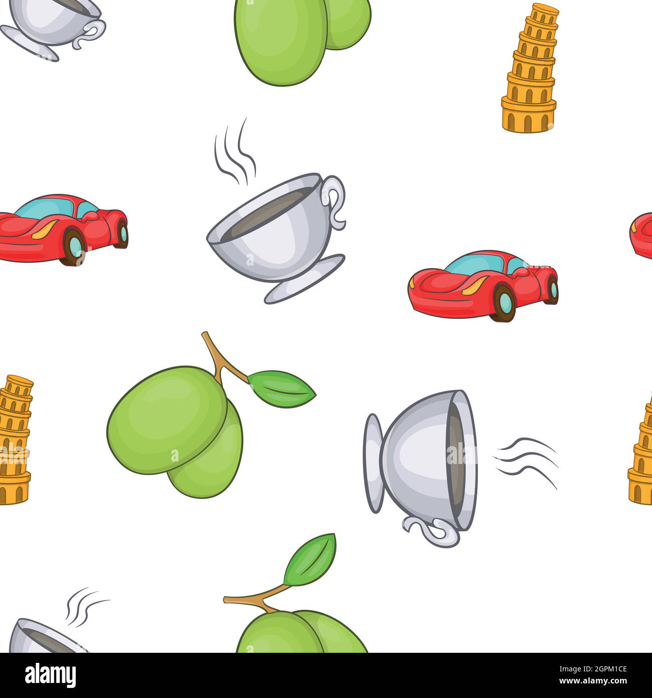 Italy symbols pattern, cartoon style Stock Vector Image & Art - Alamy