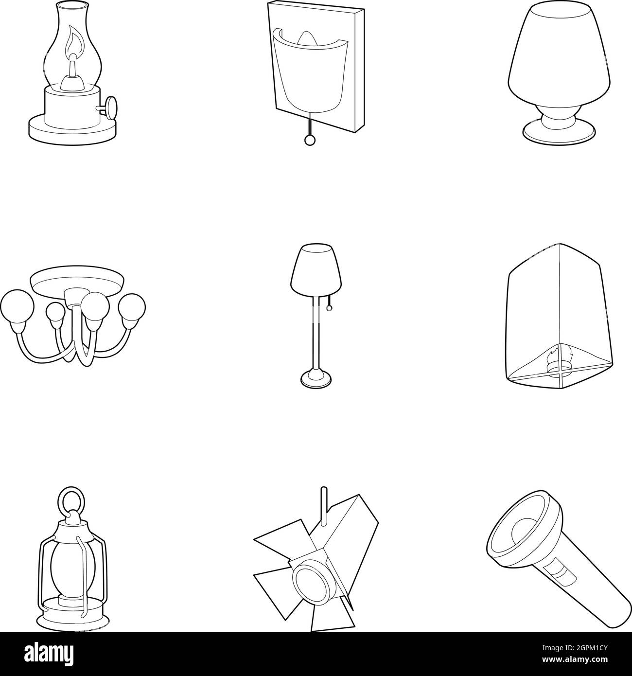 Lighting icons set, outline style Stock Vector Image & Art - Alamy